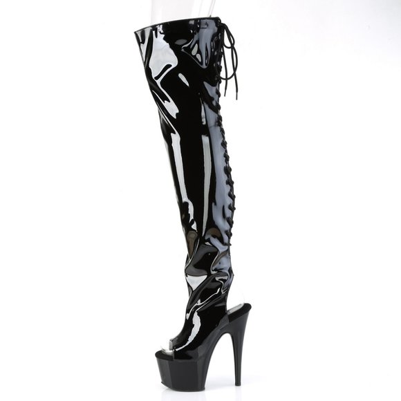 Shoes | Platform Heel Lace Up Back Thigh High Boots | Poshmark